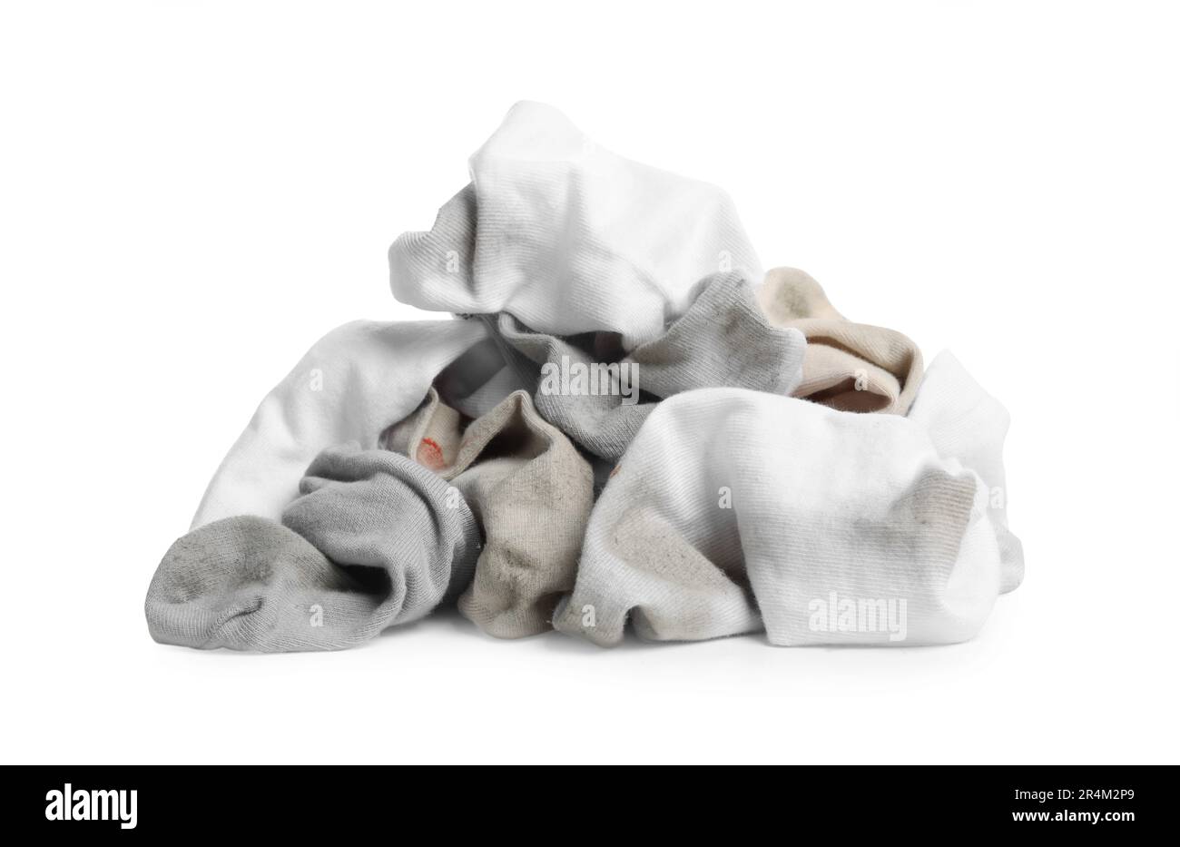 Different used dirty socks on white background Stock Photo - Alamy