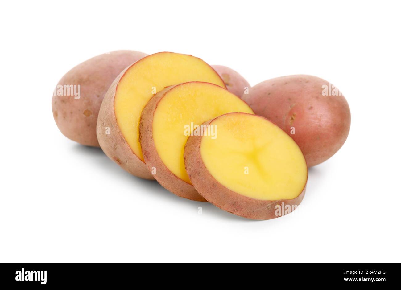 Whole and cut fresh potatoes on white background Stock Photo - Alamy