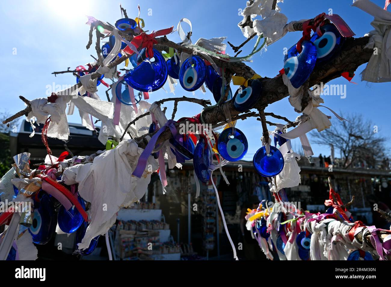 Trash-art installation: a tree covered in trash dropped by tourists ...
