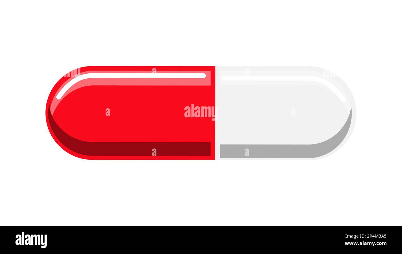 Beautiful medical red and white two-color tablet capsule with drugs for ...