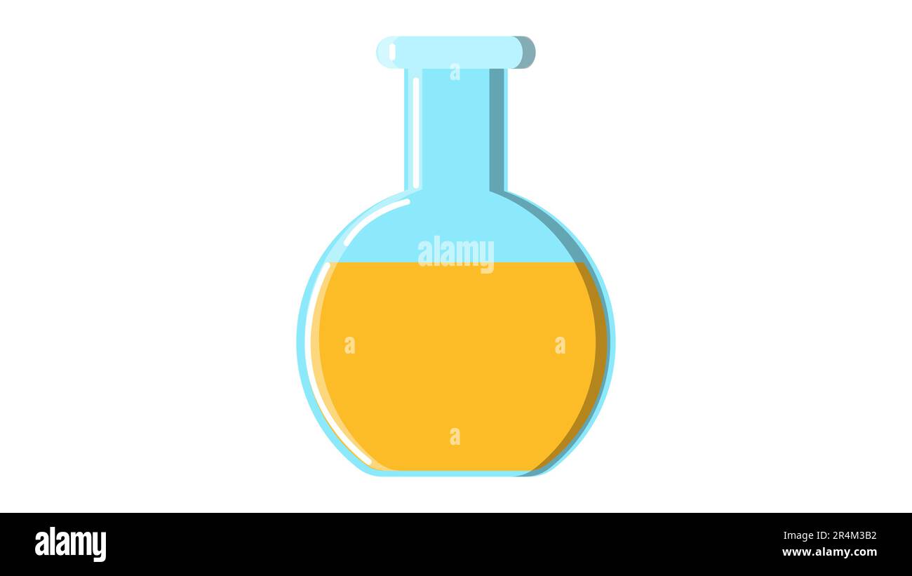 Beautiful medical yellow round glass chemical flask test tube with ...