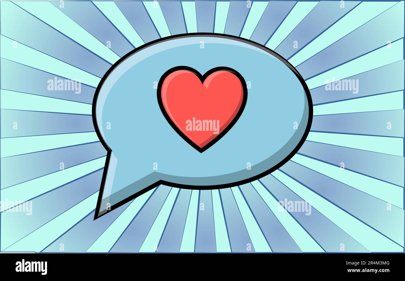 A simple flat-style icon of a beautiful heart in the dialog cloud of ...