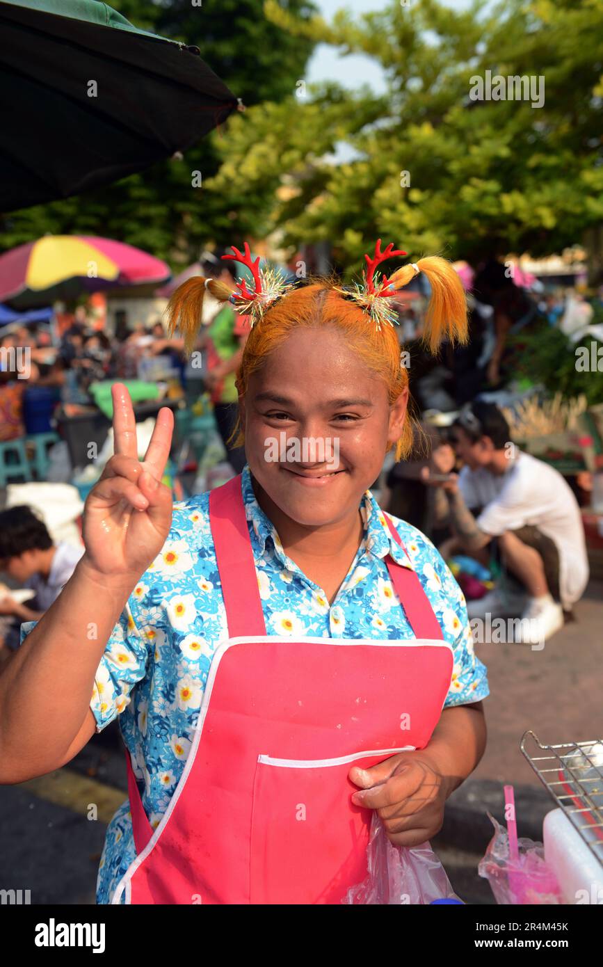 Portrait of a Thai street food vendor taken near Khaosan Road in ...