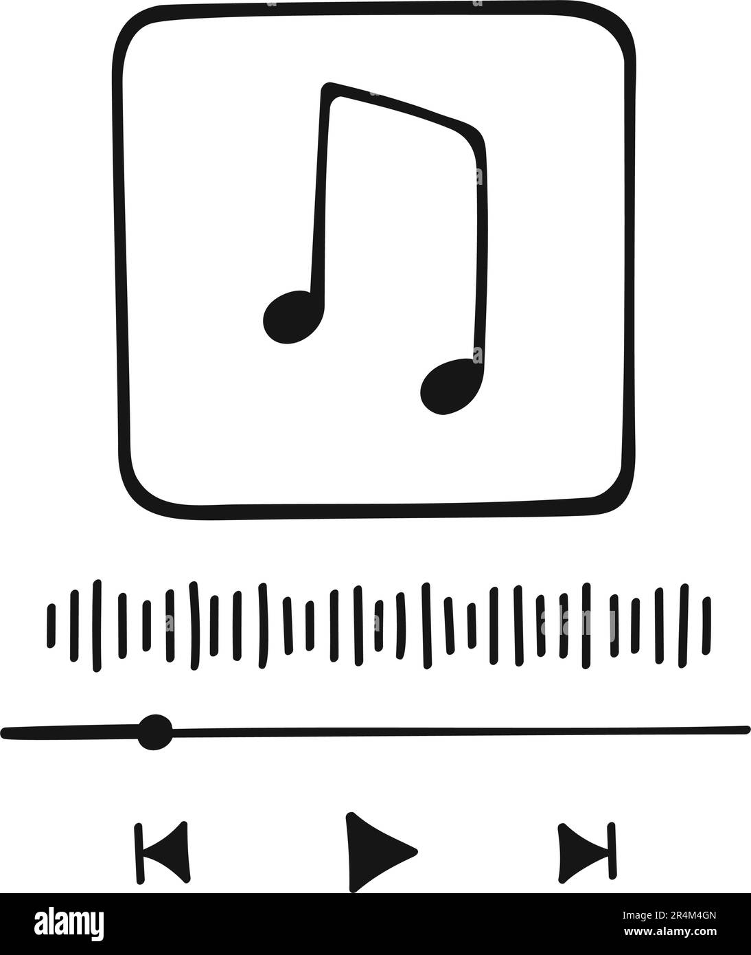 Music player interface in doodle style with buttoms, loading bar, sound ...