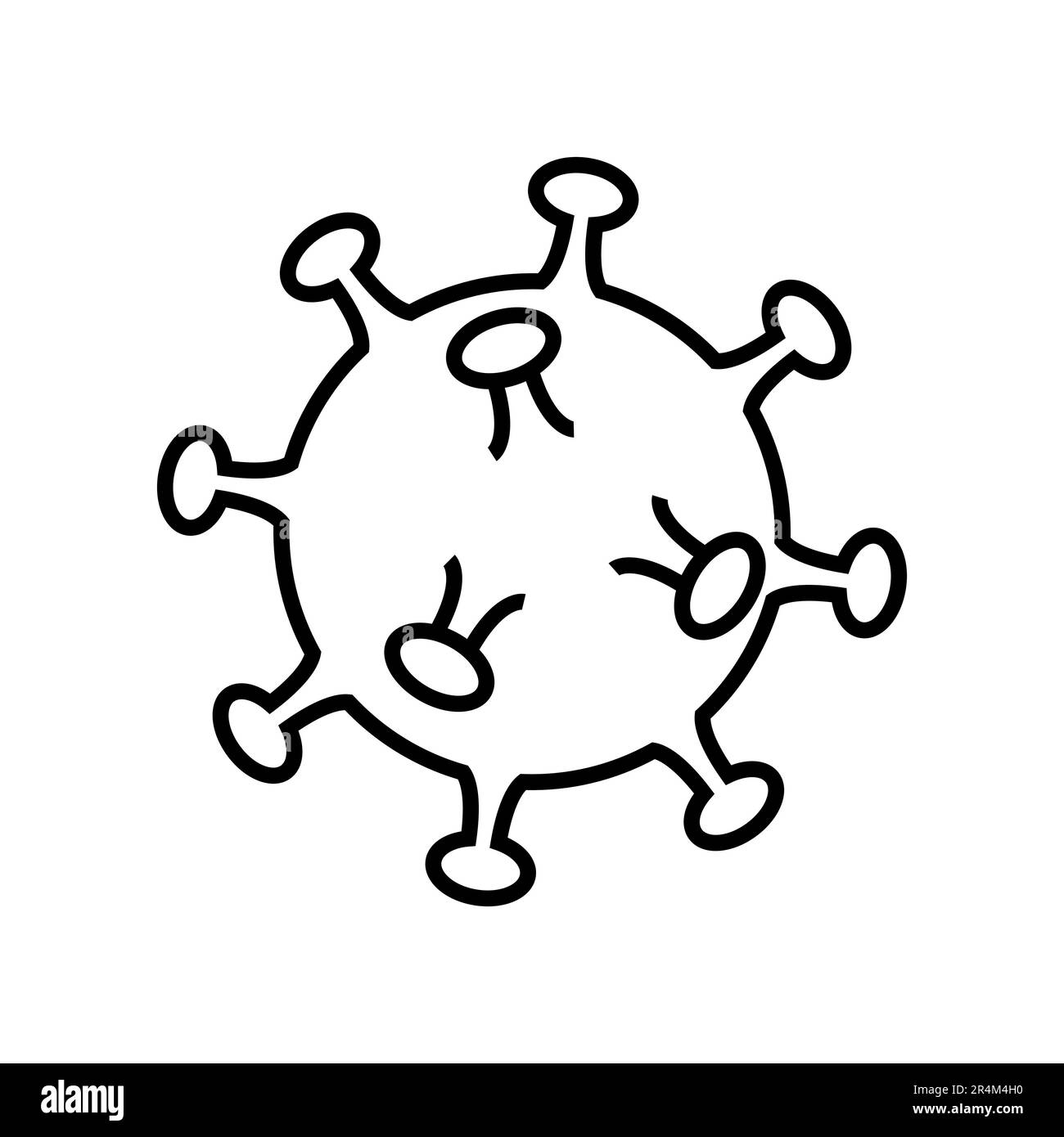 Black and white volumetric icon of harmful Chinese new microbial virus ...