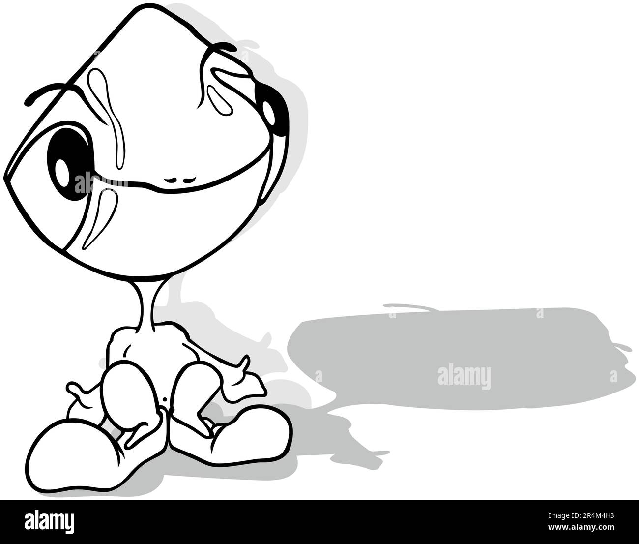 Drawing of a Funny Alien with a Big Head and Eyes Stock Vector Image ...