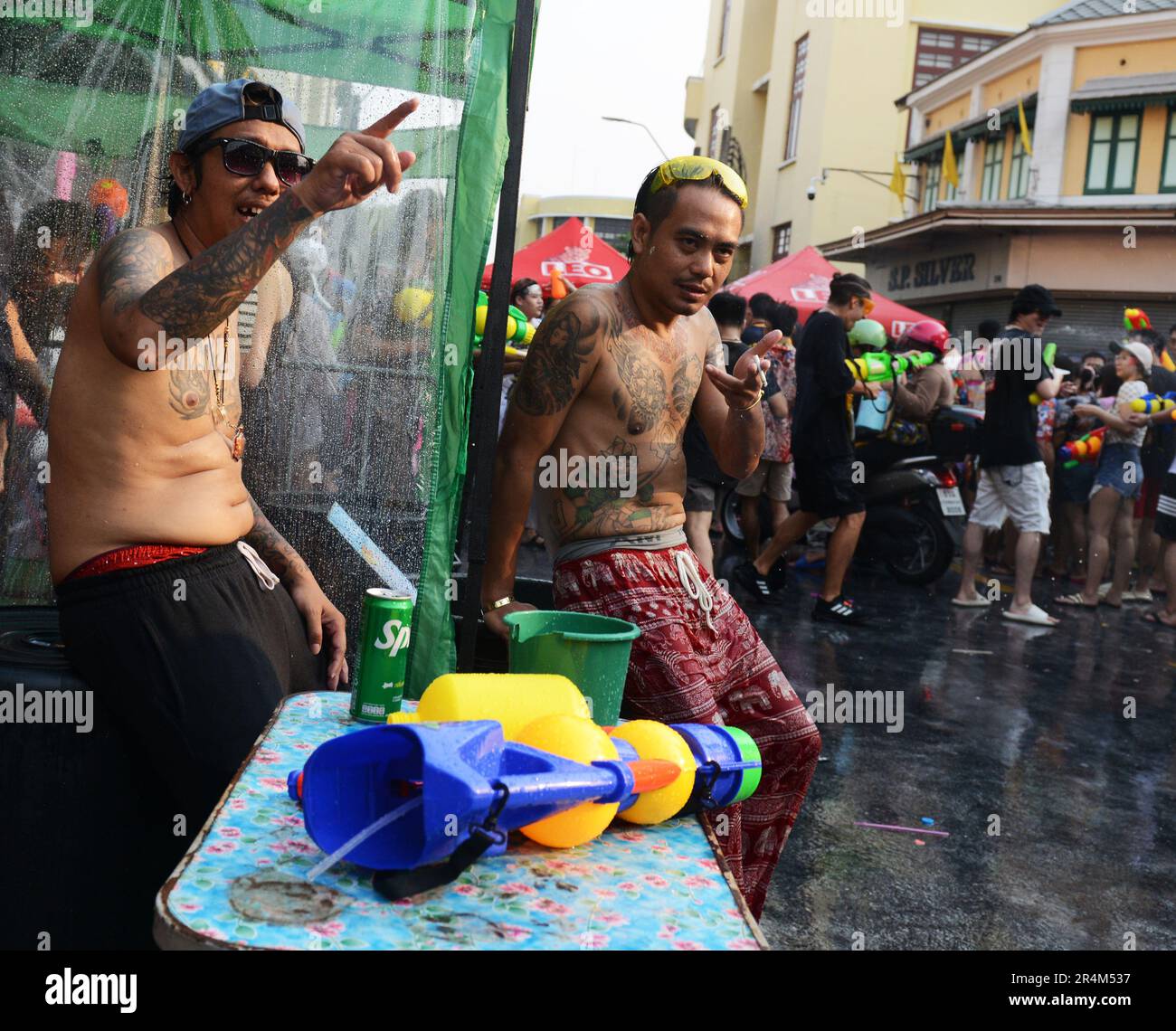 Songkran water splashing celebrations on Tanao Road by Khaosan Road in ...
