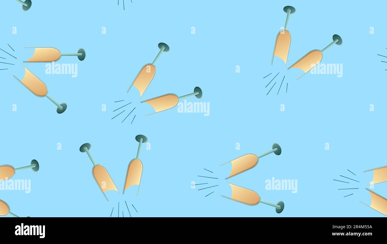 Endless seamless pattern of beautiful festive love clinking glasses of ...