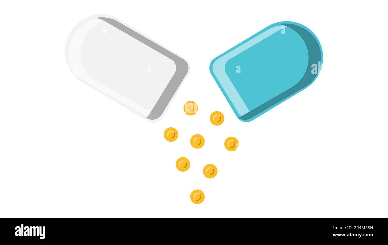 Beautiful medical blue and white two-color tablet capsule with ...