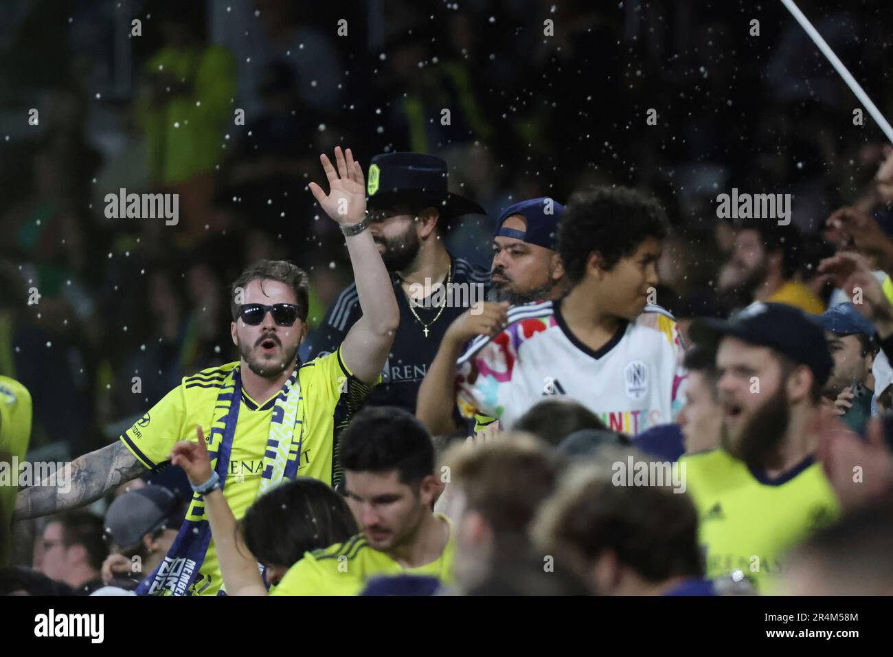 NASHVILLE, TN - MAY 28: Nashville SC fans celebrate a goal during a ...