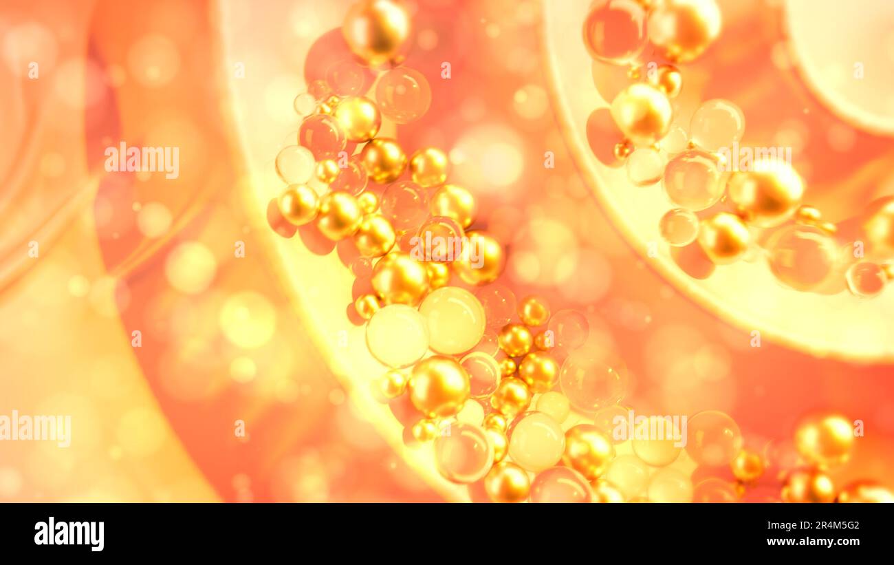 yellow helix spiral fabric with lighting balls or spheres - abstract 3D ...