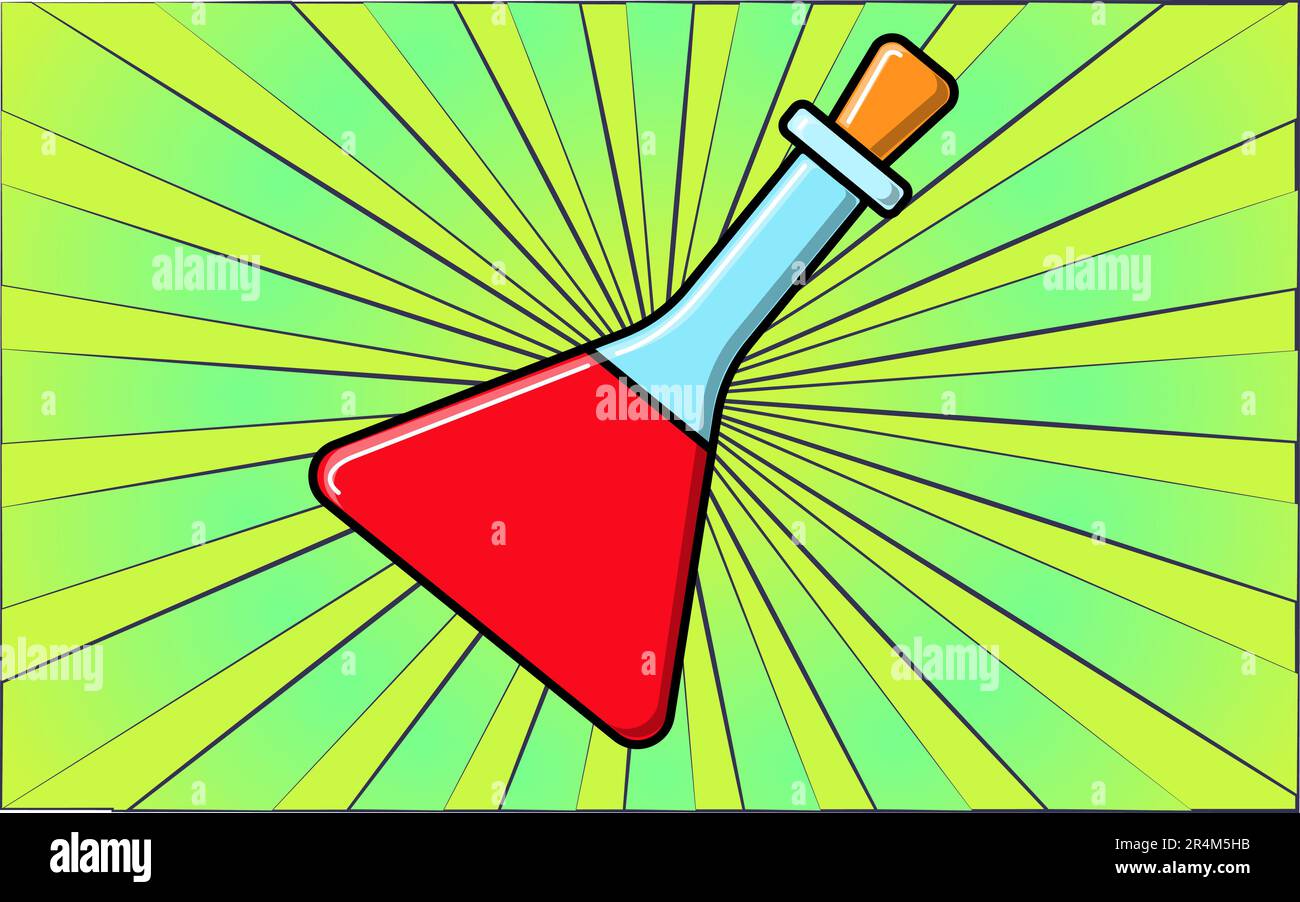 Medical red laboratory science glass chemical flask for research and ...