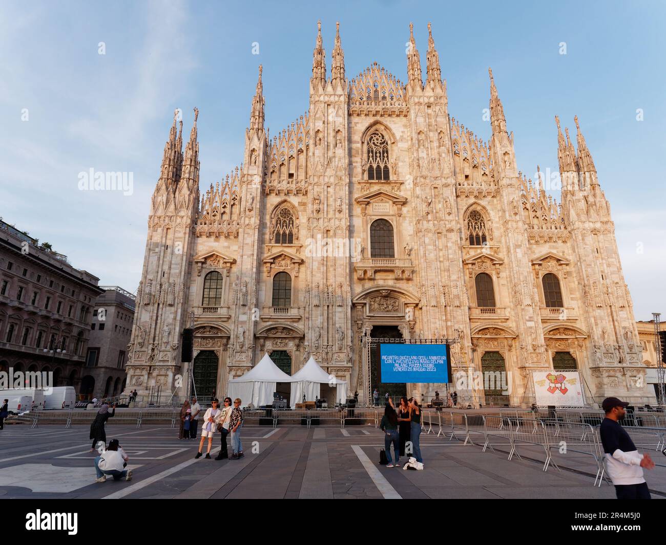 People in Piazza del Duomo Milan with the Duomo behind, Lombardy Region ...
