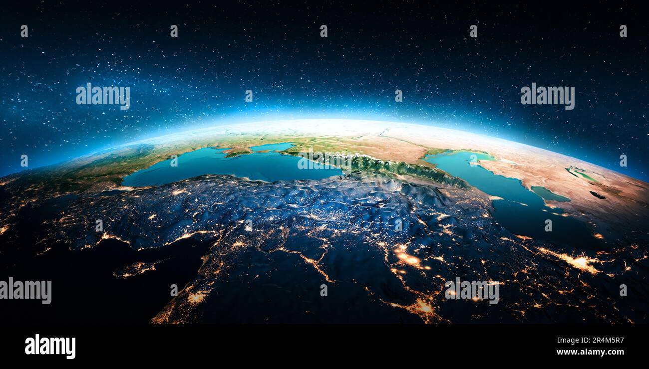 Turkey city lights at night. Elements of this image furnished by NASA ...