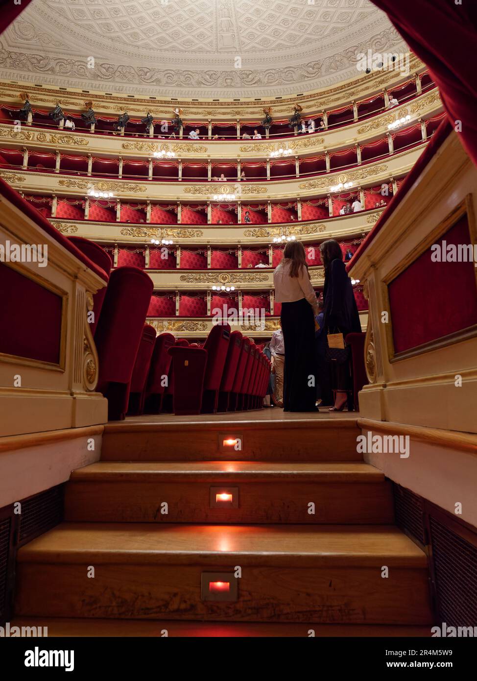Interior of La Scala Opera House in Milan, Lombardy, Italy, People ...