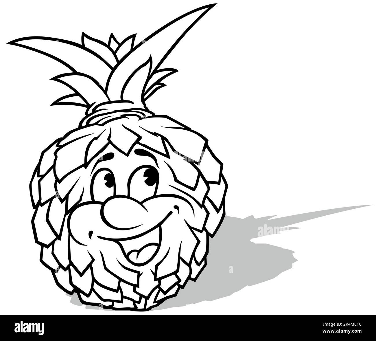 Drawing of a Smiling Pineapple with a Happy Face Stock Vector Image ...