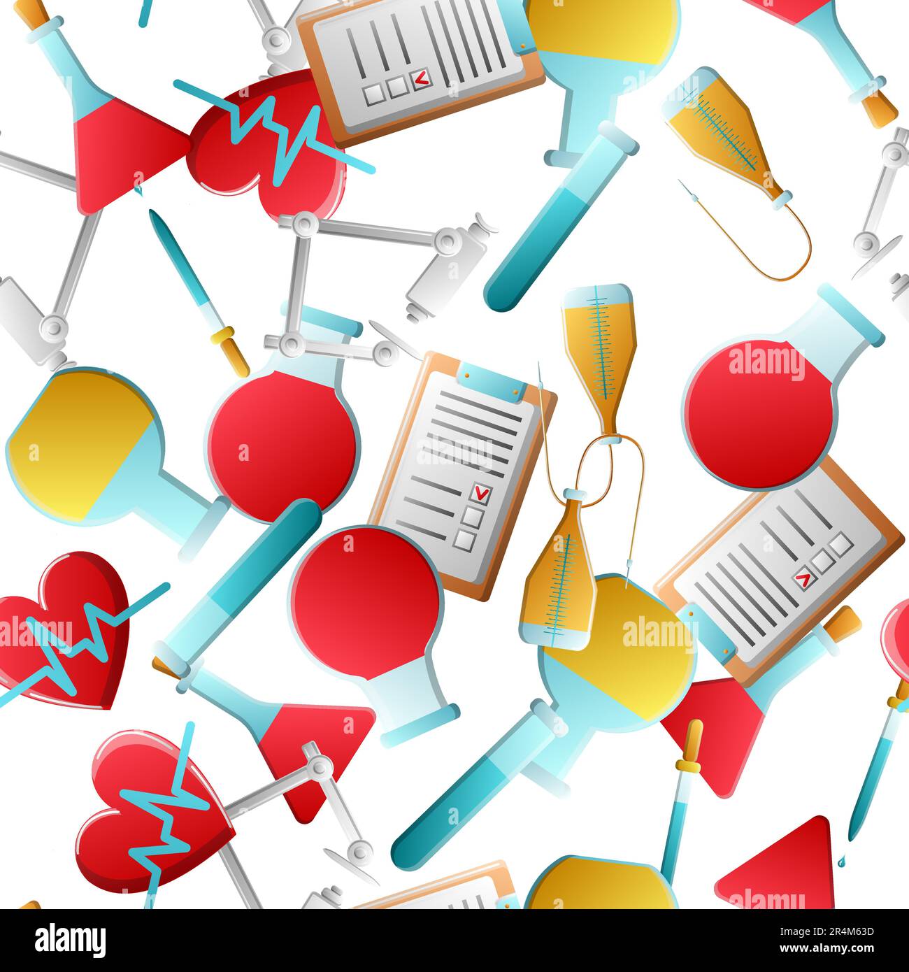 Endless seamless pattern of medical scientific medical objects icons of ...