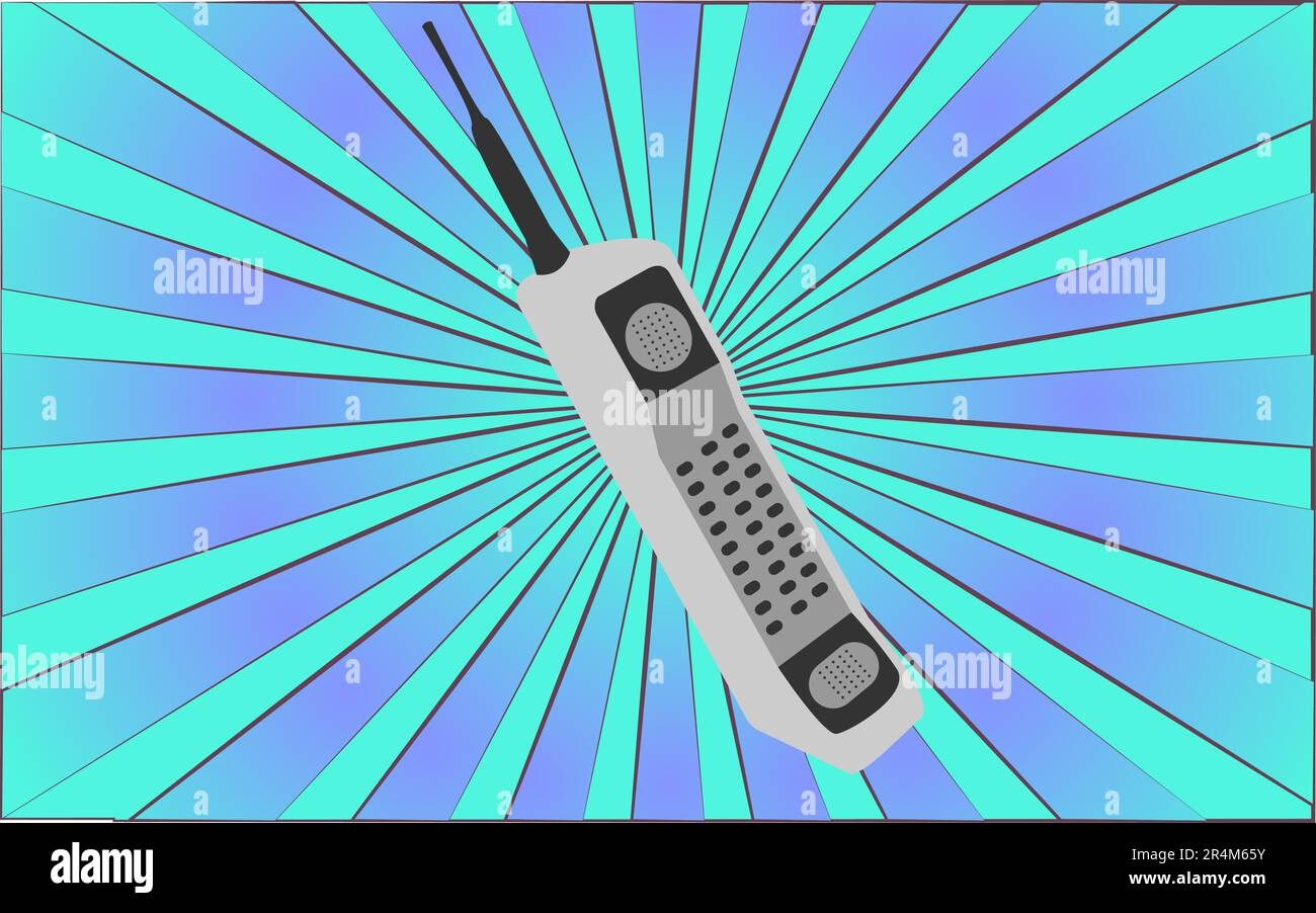 Retro old antique hipster mobile phone with an antenna from the 70s ...