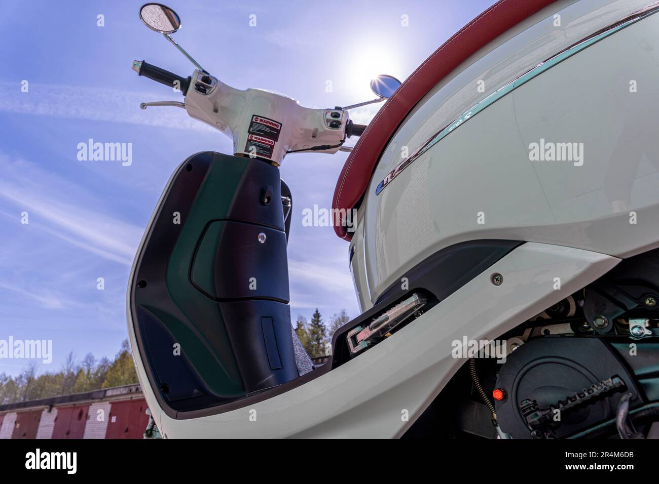 scooter. rear view of a scooter with a beautiful red leather seat Stock ...