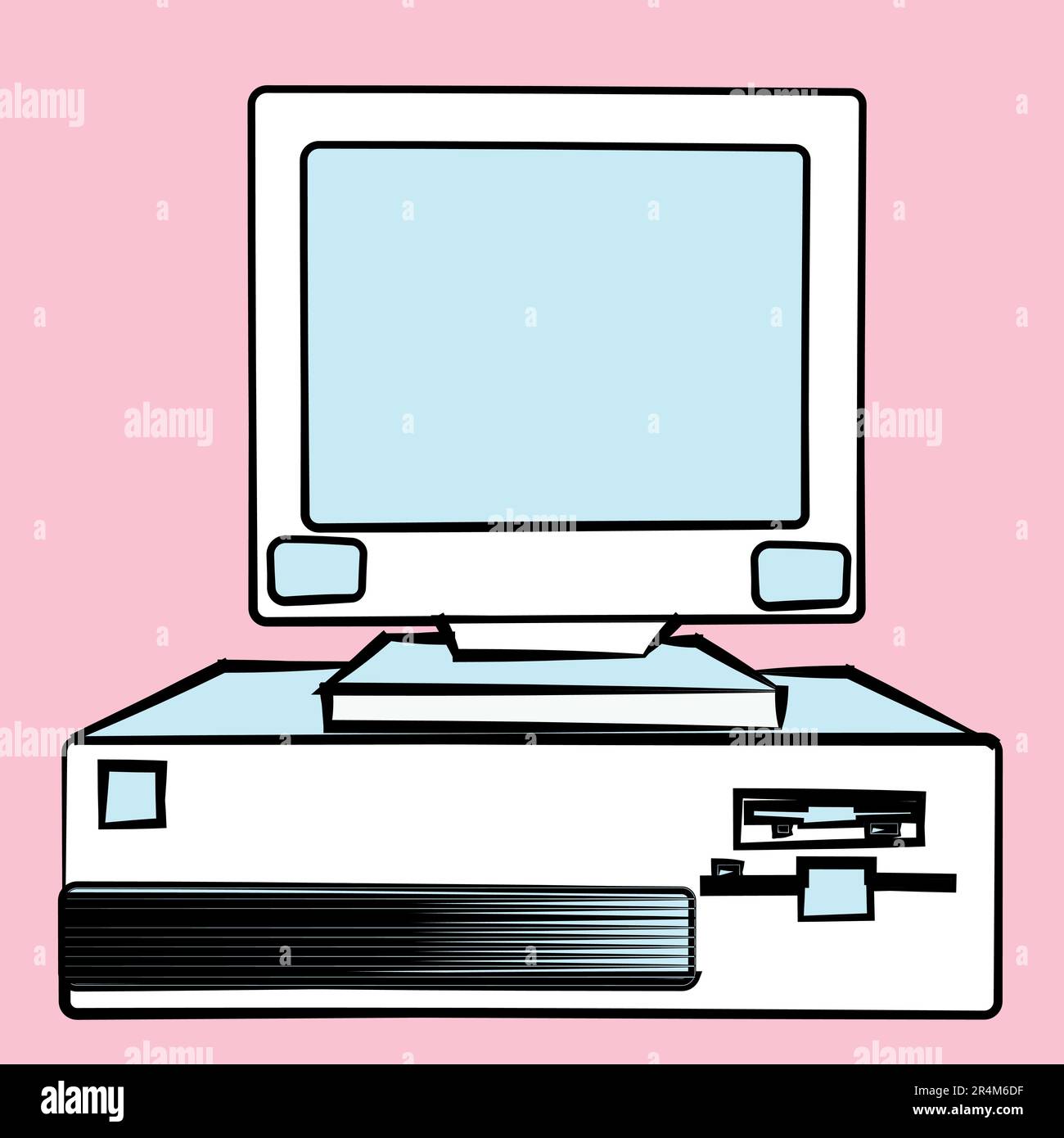 Old retro vintage antique hipster obsolete stationary personal computer ...