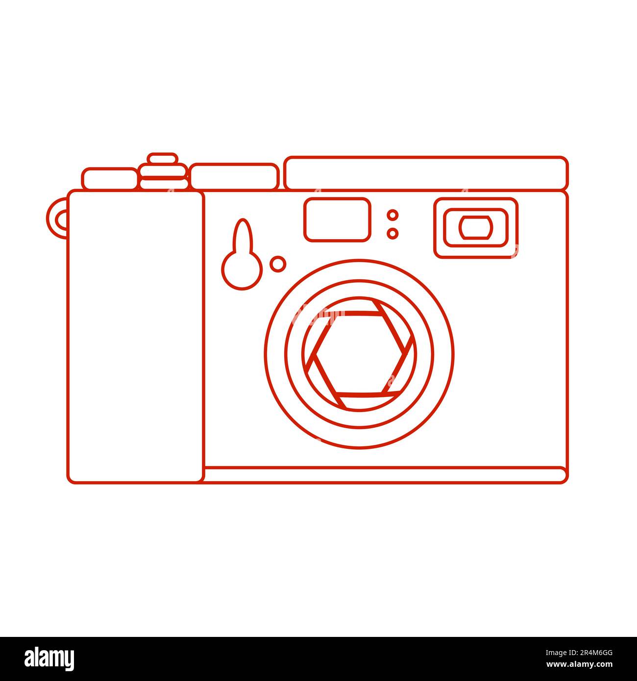 Old retro camera painted with red strokes on a white background. Vector ...
