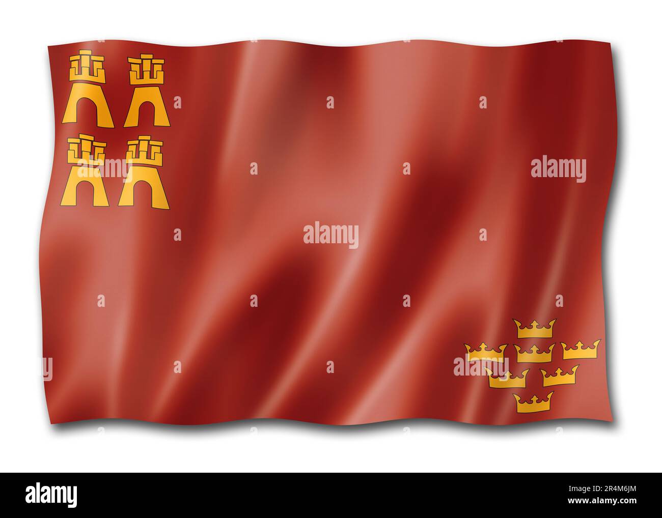 Murcia province flag, Spain waving banner collection. 3D illustration ...
