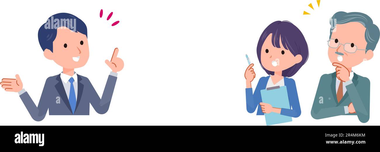 A business scene presented by a consultant. Vector art that is easy to ...