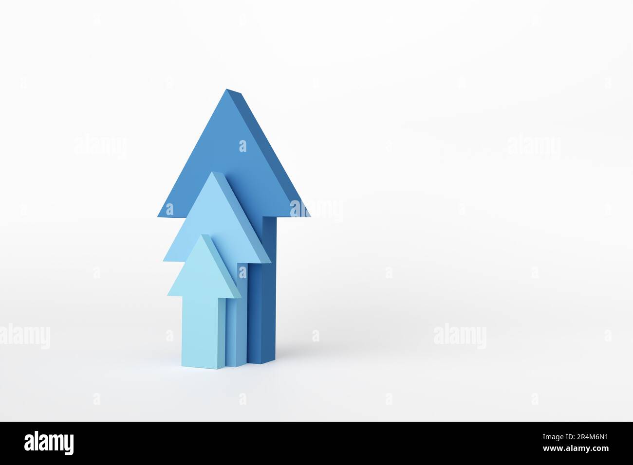 Blue stair step arrows pointing upwards. Growth, achievement, success ...