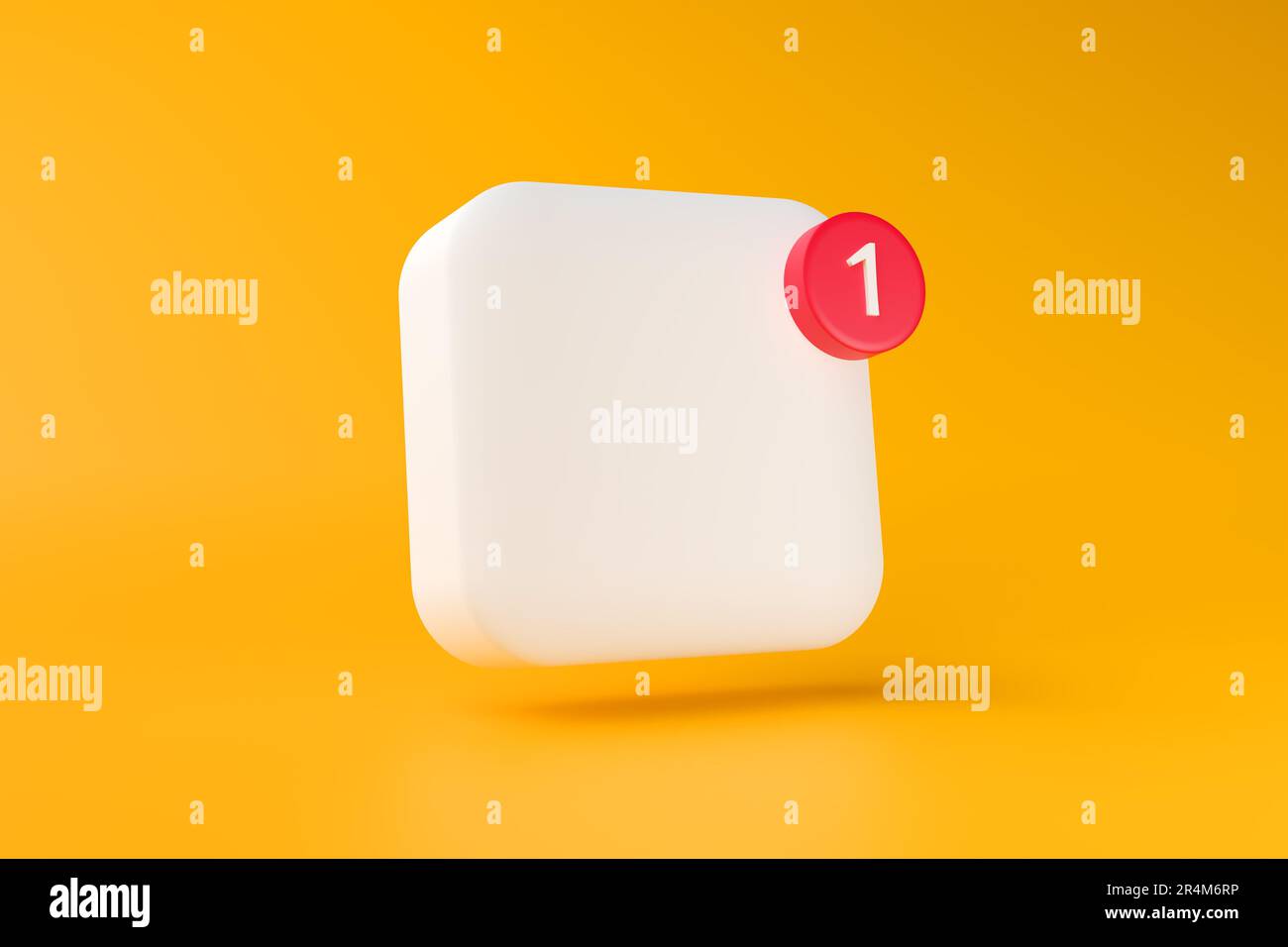 Blank application or app icon with one notification sign on yellow ...