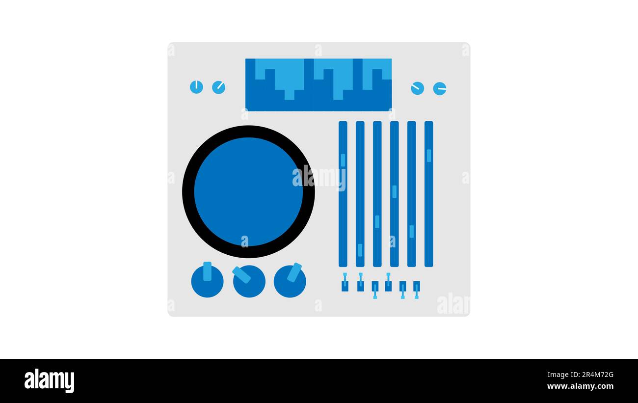 Old retro vintage white audio music equipment vinyl dj board with ...