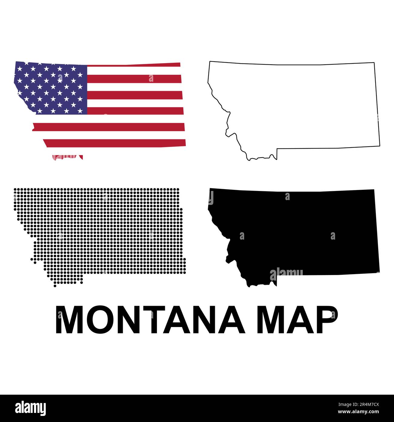 Set of Montana map, united states of america. Flat concept icon symbol ...