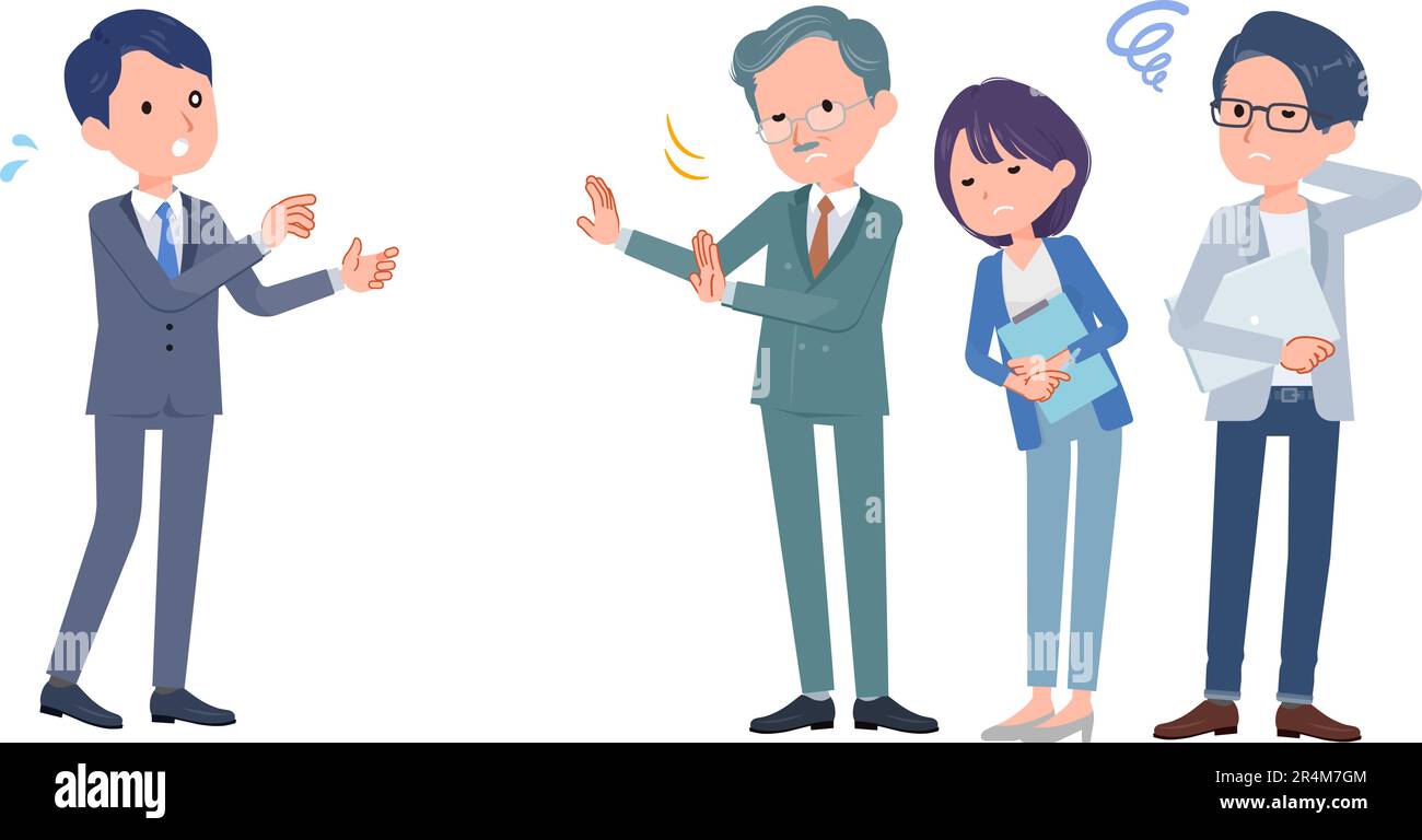 Business scene where the proposal is rejected. Vector art that is easy ...