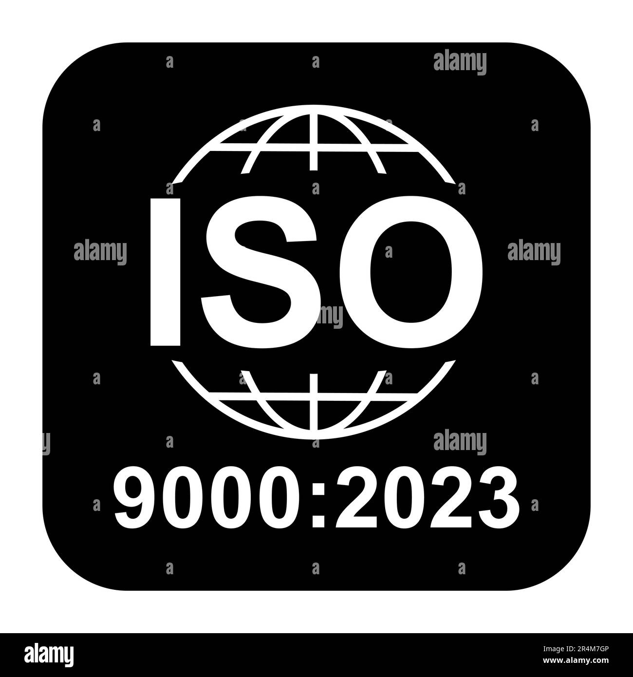 Iso 9000 2023 icon. Standard quality symbol. Vector button sign ...