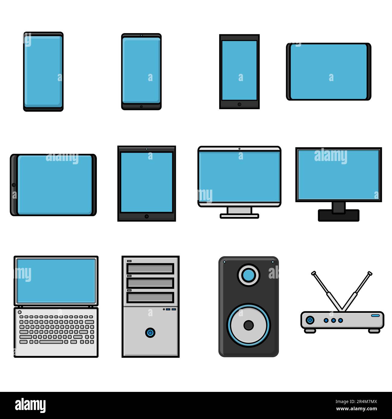 Vector illustration set of flat icon of simple modern digital ...