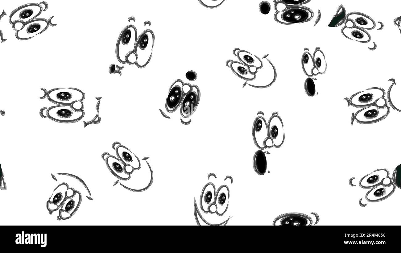 Texture seamless pattern of various black and white emotions: joy ...