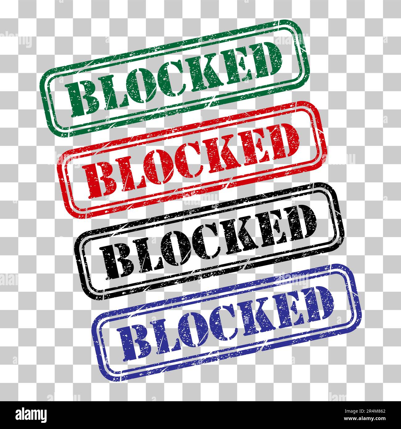 Set of Blocked stamp symbol, label sticker sign button, text banner ...