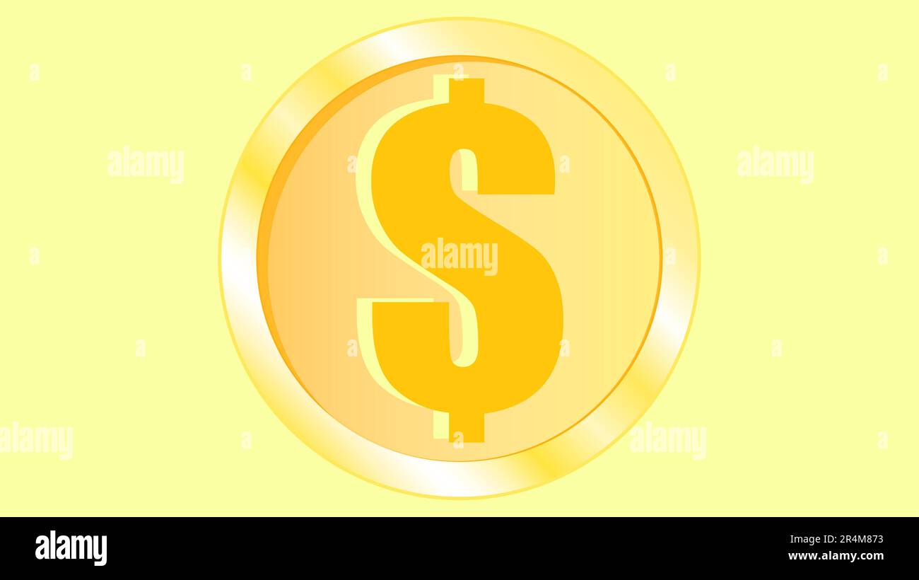 Golden beautiful shiny metal iron yellow orange coin volumetric ...