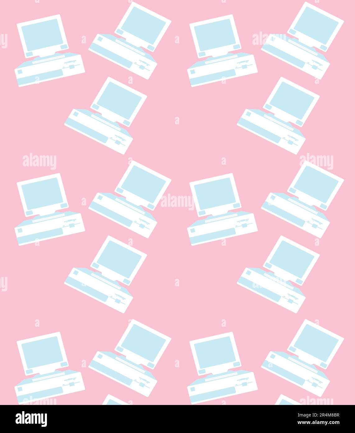 The pattern of blue and white, old, vintage, retro, hipster computers ...