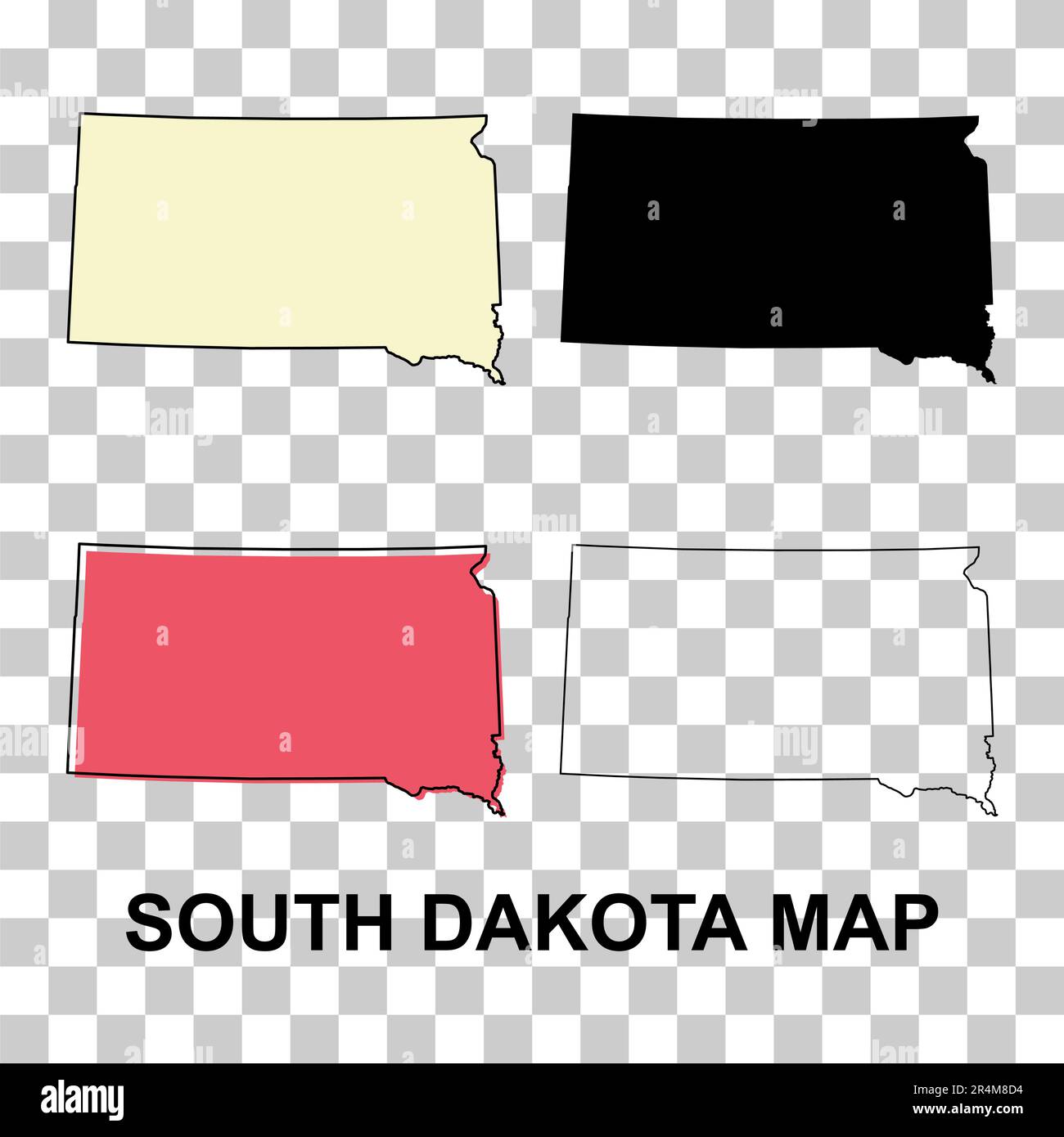 Set of South Dakota map shape, united states of america. Flat concept ...