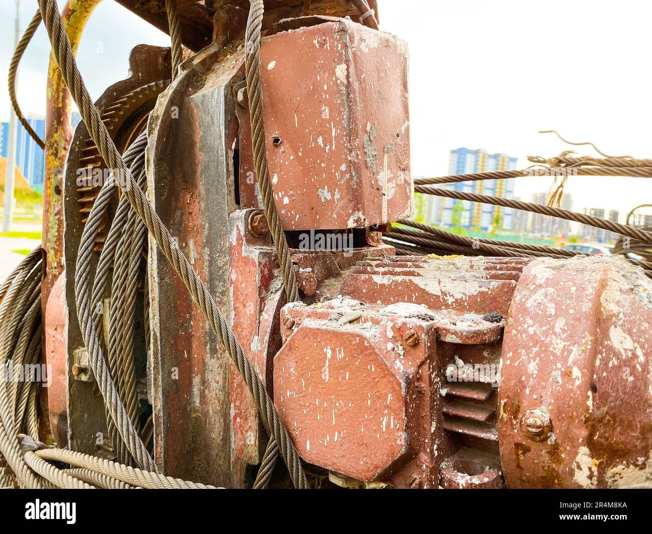 metal rusty equipment for building houses. on the device metal rods for ...