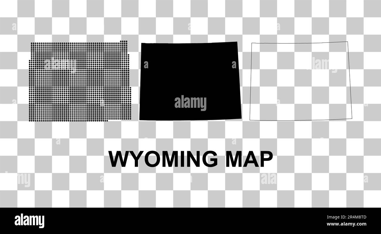 Set of Wyoming map shape, united states of america. Flat concept icon ...