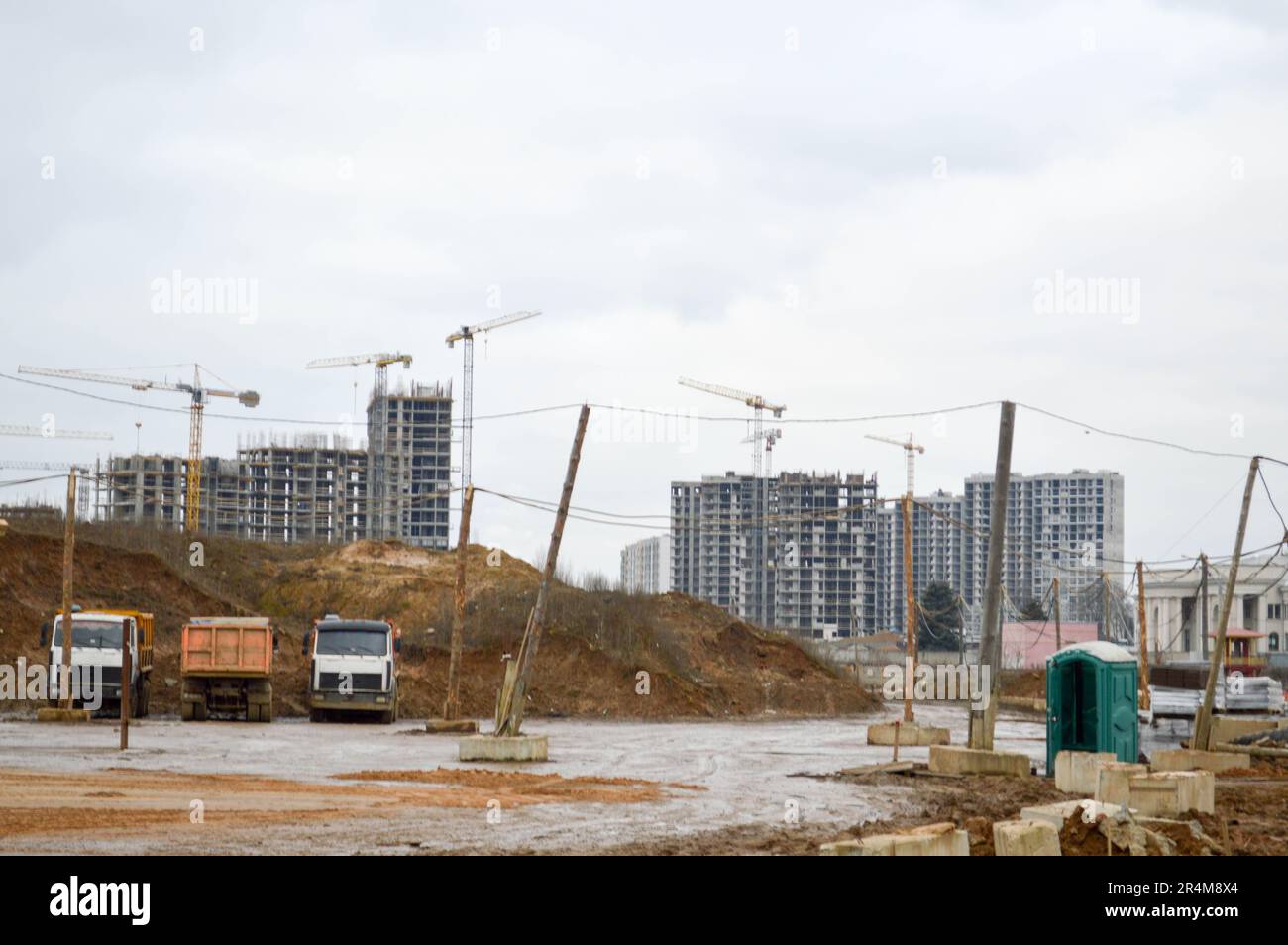 Construction of large modern monolithic frame houses, buildings using ...