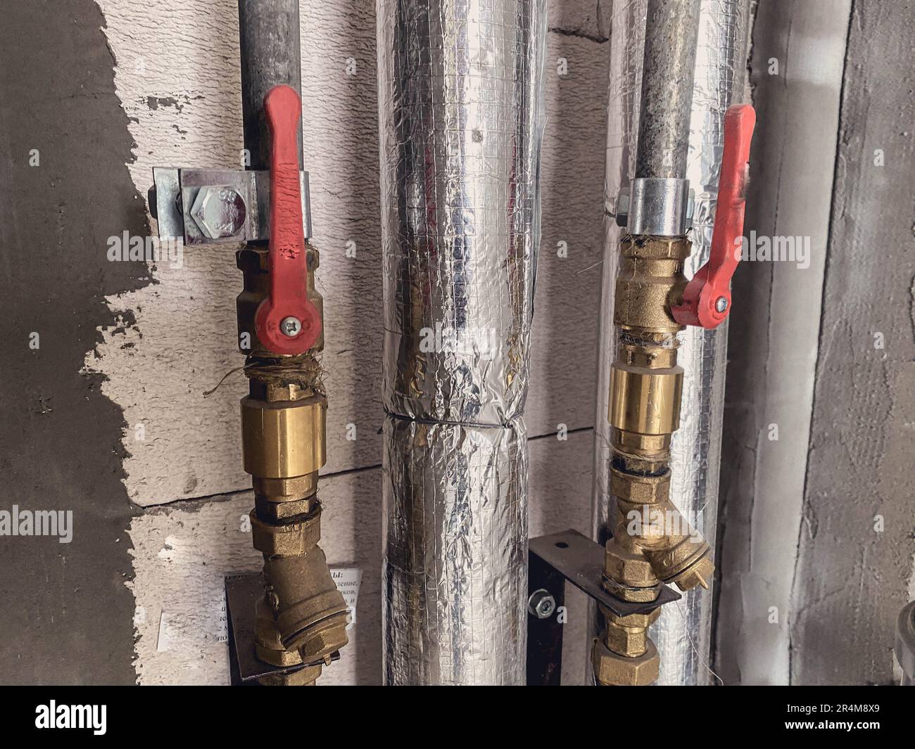 plumbing riser in a residential apartment. distributing pipes ...