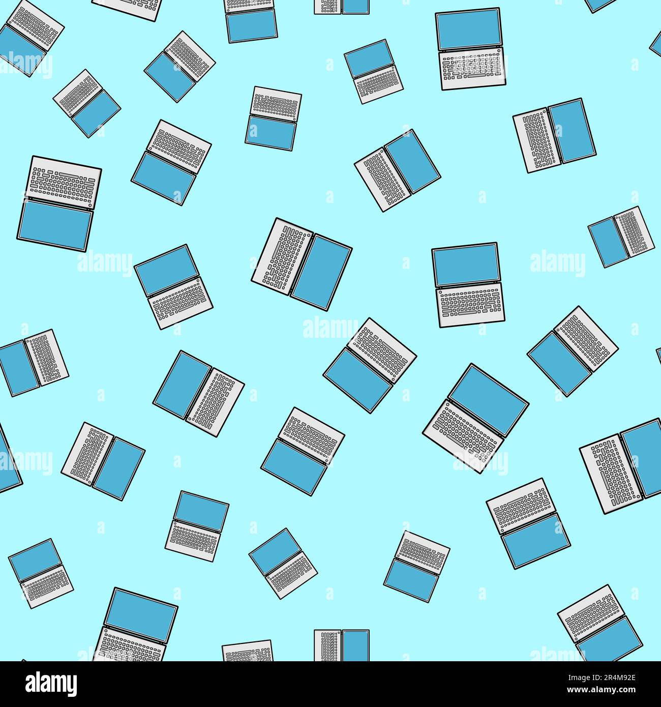 Seamless Pattern Texture Of Modern Powerful Digital Computer Mobile Laptops With Keyboard