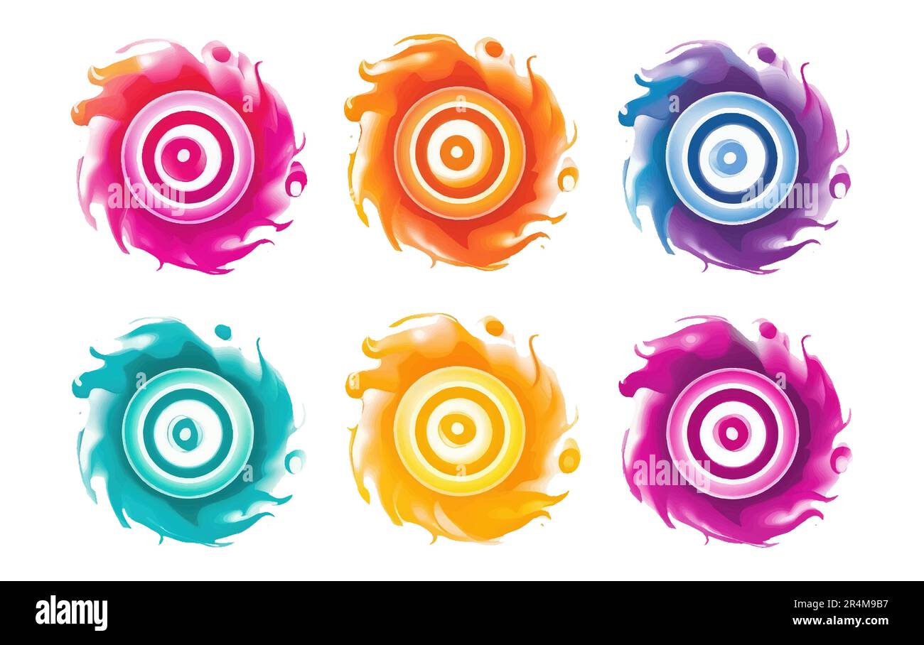 ui set vector illustration of colorful vortex of colorful portal ...