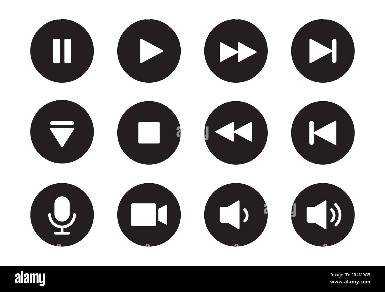 Audio, video, music player circle button icon. Sound control, play ...