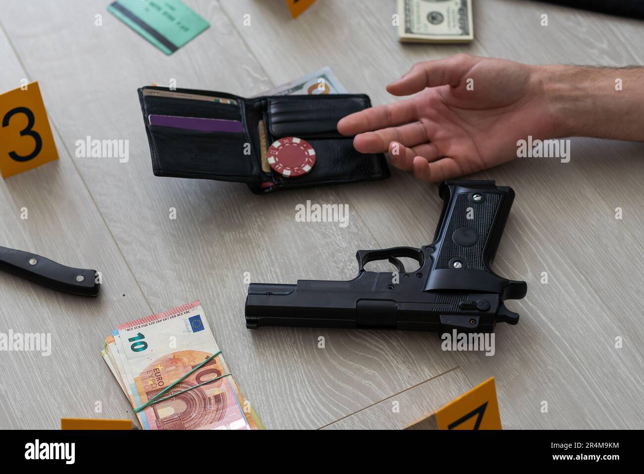 Hand of dead victim woman covered by white cloth,horror and crime scene ...