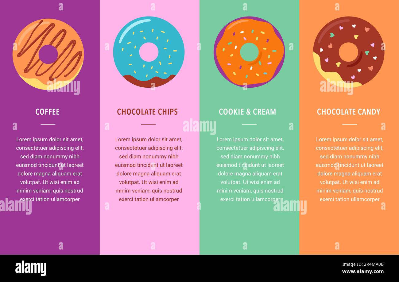 Colorful retro donut shop menu and illustrations Stock Vector Image ...