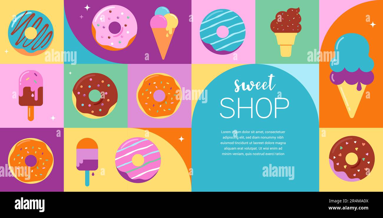 Colorful donuts icons, graphic elements and illustrations collection ...