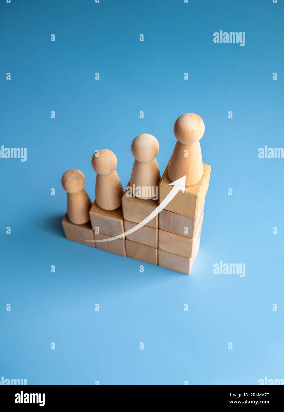 Leadership with business success concept. Rising up arrow and wooden ...